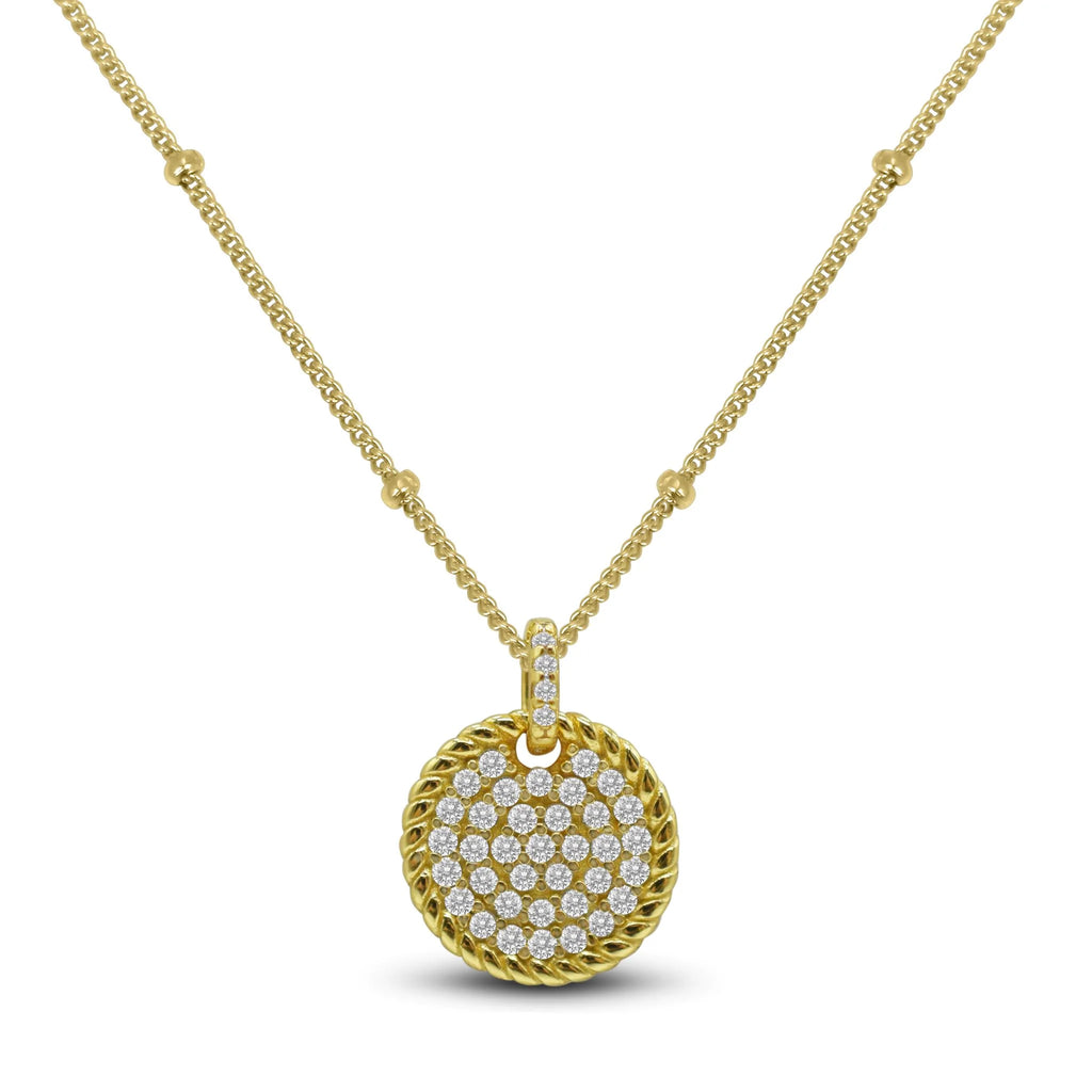 Pavé Rope Disk Necklace- Gold – Gold Rush Diamonds & Boutique